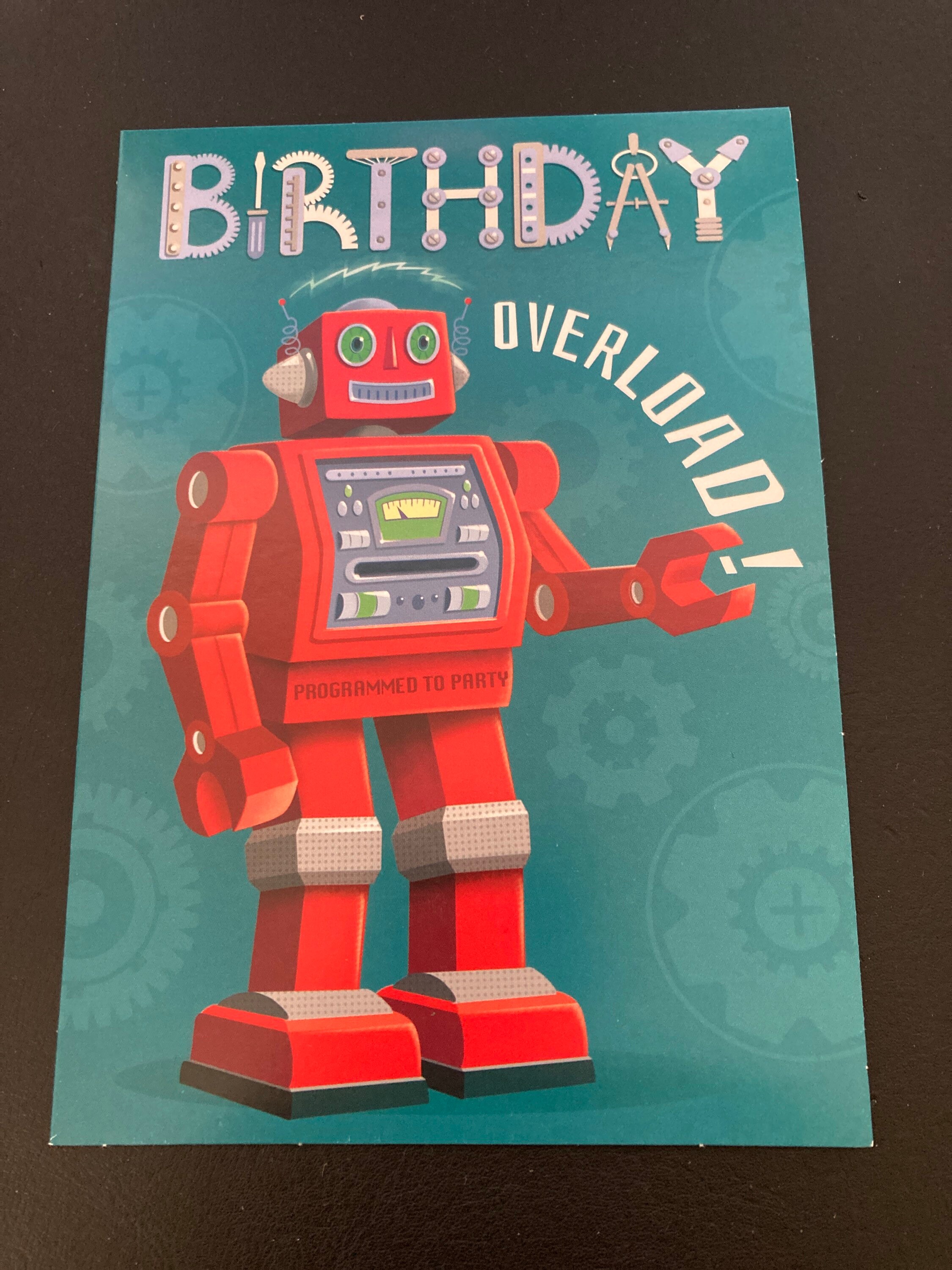 Robot Birthday Overload Happy Birthday Greetings Card - Etsy