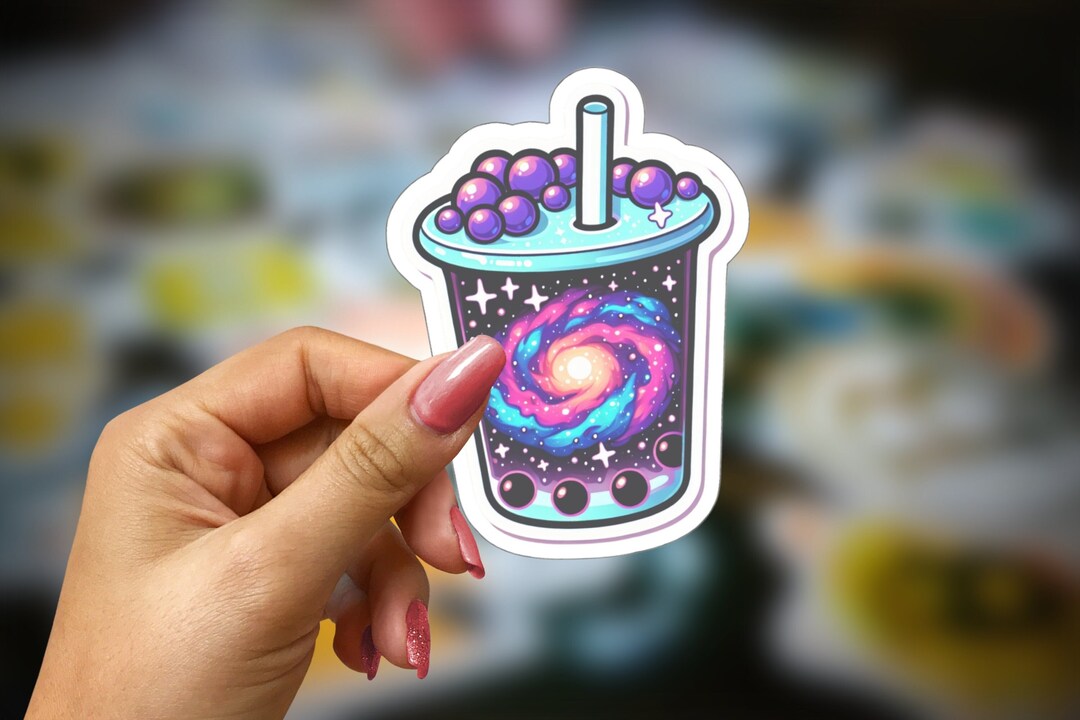 Galaxy Boba Tea Sticker, Cute Bubble Tea Sticker, Boba Tea Transparent ...