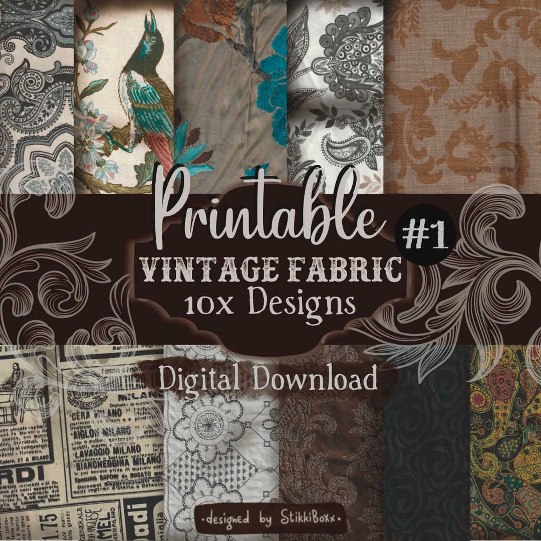 Vintage Fabric Digital Paper, Art Journal Ephemera (JPG Download) - Etsy