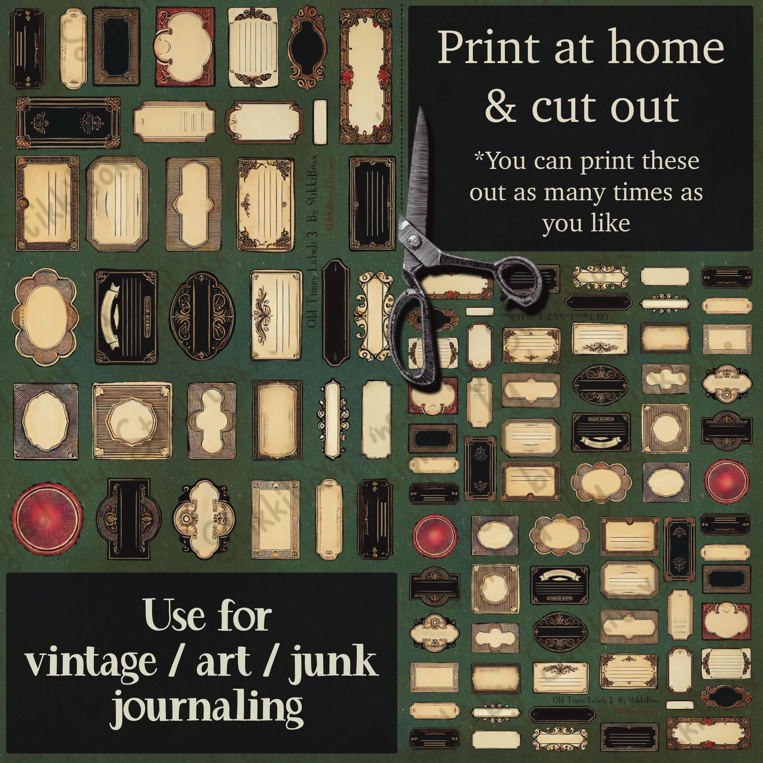 Old Timey Vintage Label Tags Junk Journaling Style Decorative Ephemera ...