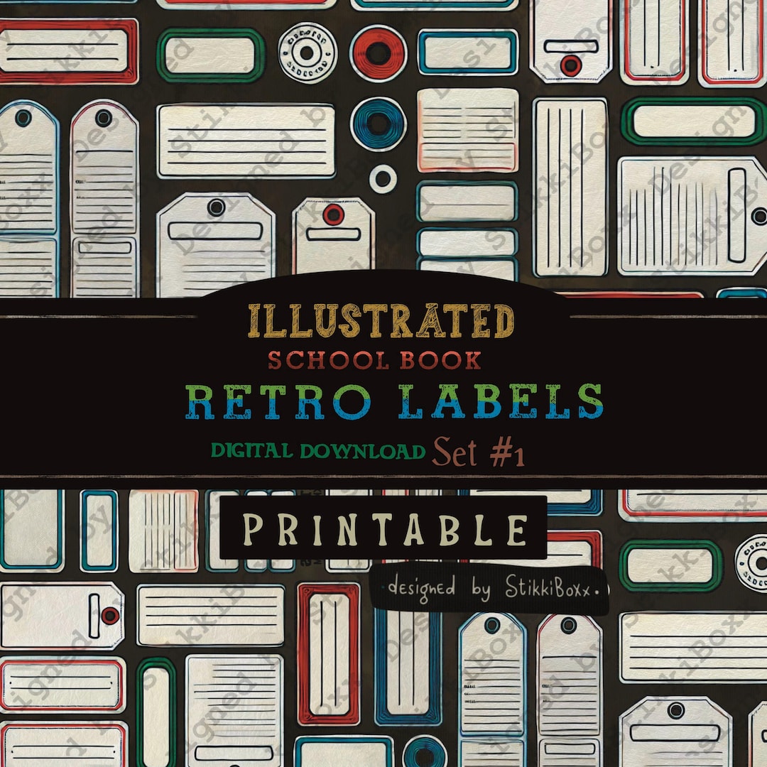 80s Style Retro Labels, for Jars and Bottles, Junk Journaling, Old ...
