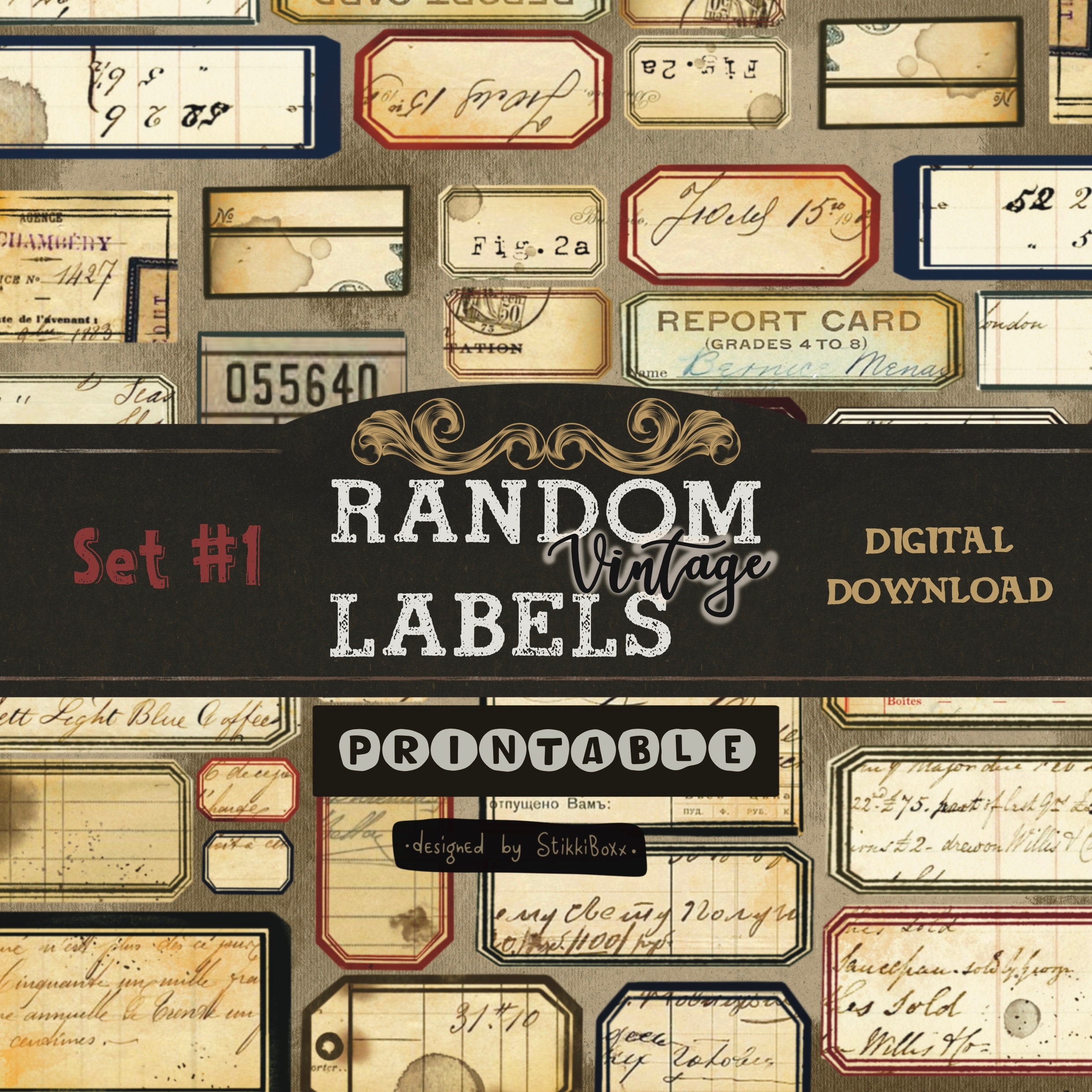 Random Vintage Label Tags for Junk Journaling Style Decorative Ephemera ...