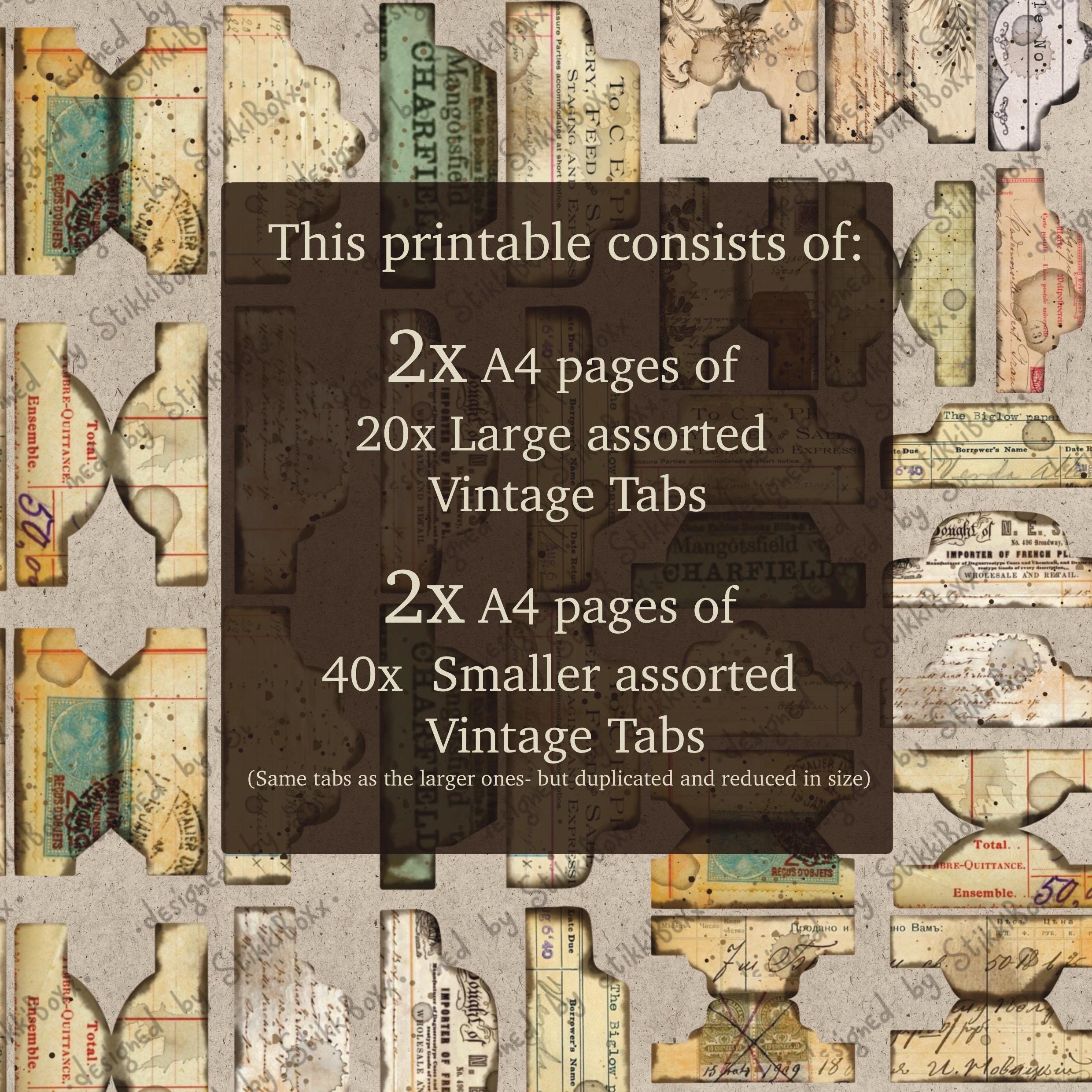 Page Tabs, Vintage Ephemera, Digital Download, Junk Journal, Fussy Cut ...