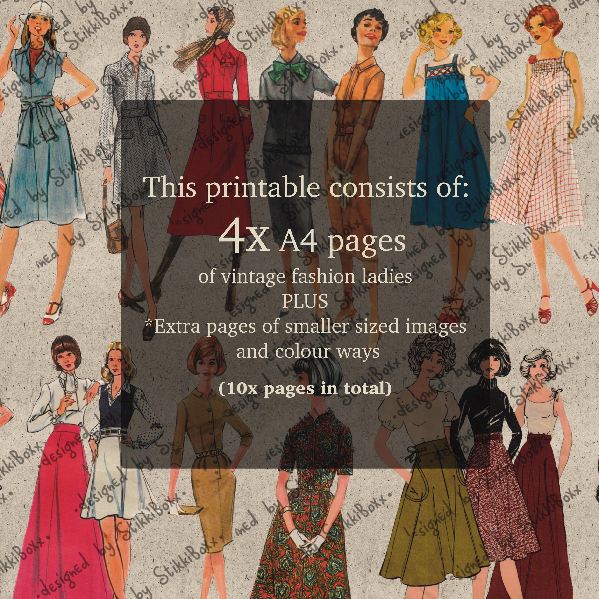 Fashion Ladies Paper Dolls Fussy Cut Digital Download Printables Art ...