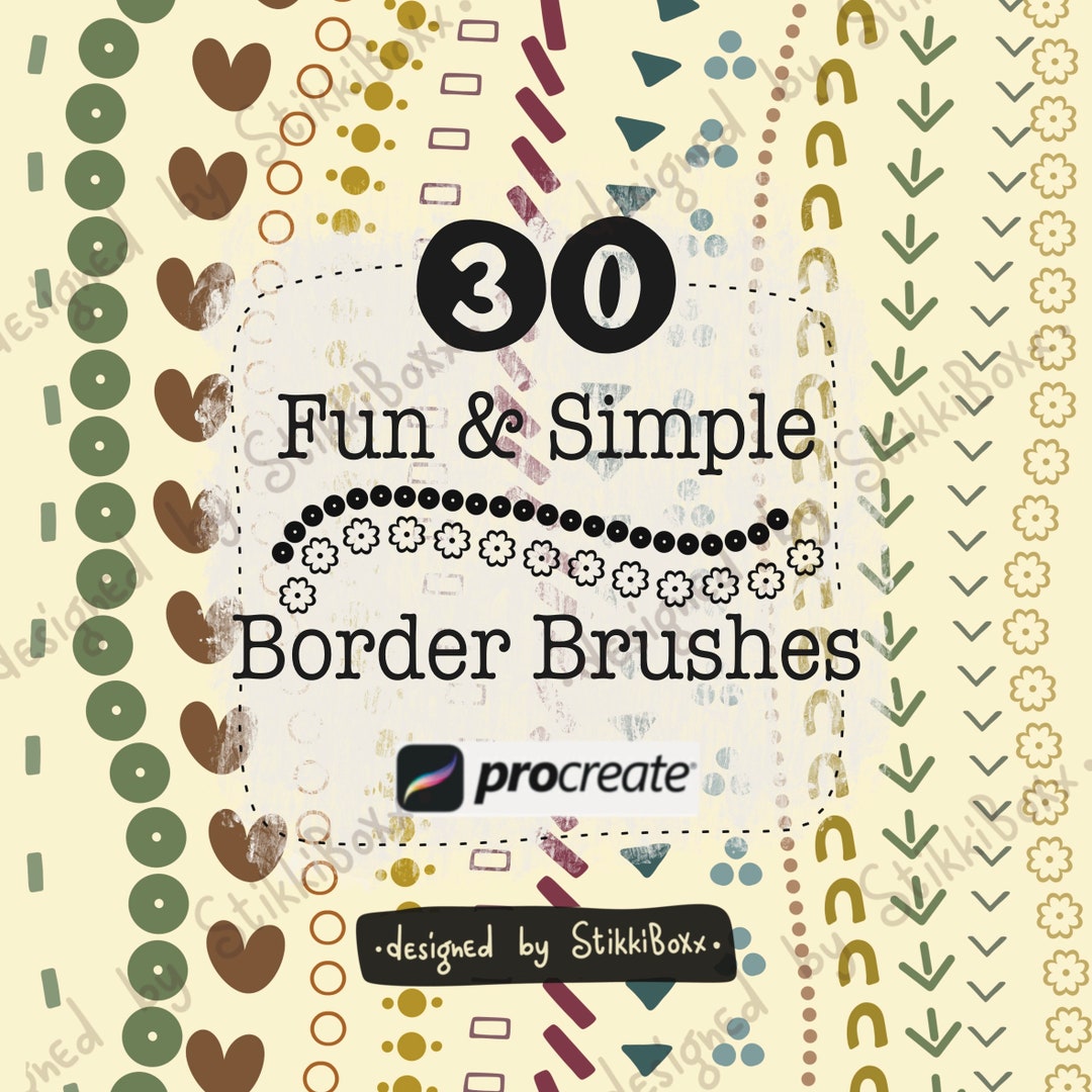 Simple Fun Borders Procreate Brushes Stamps Digital Art Background ...