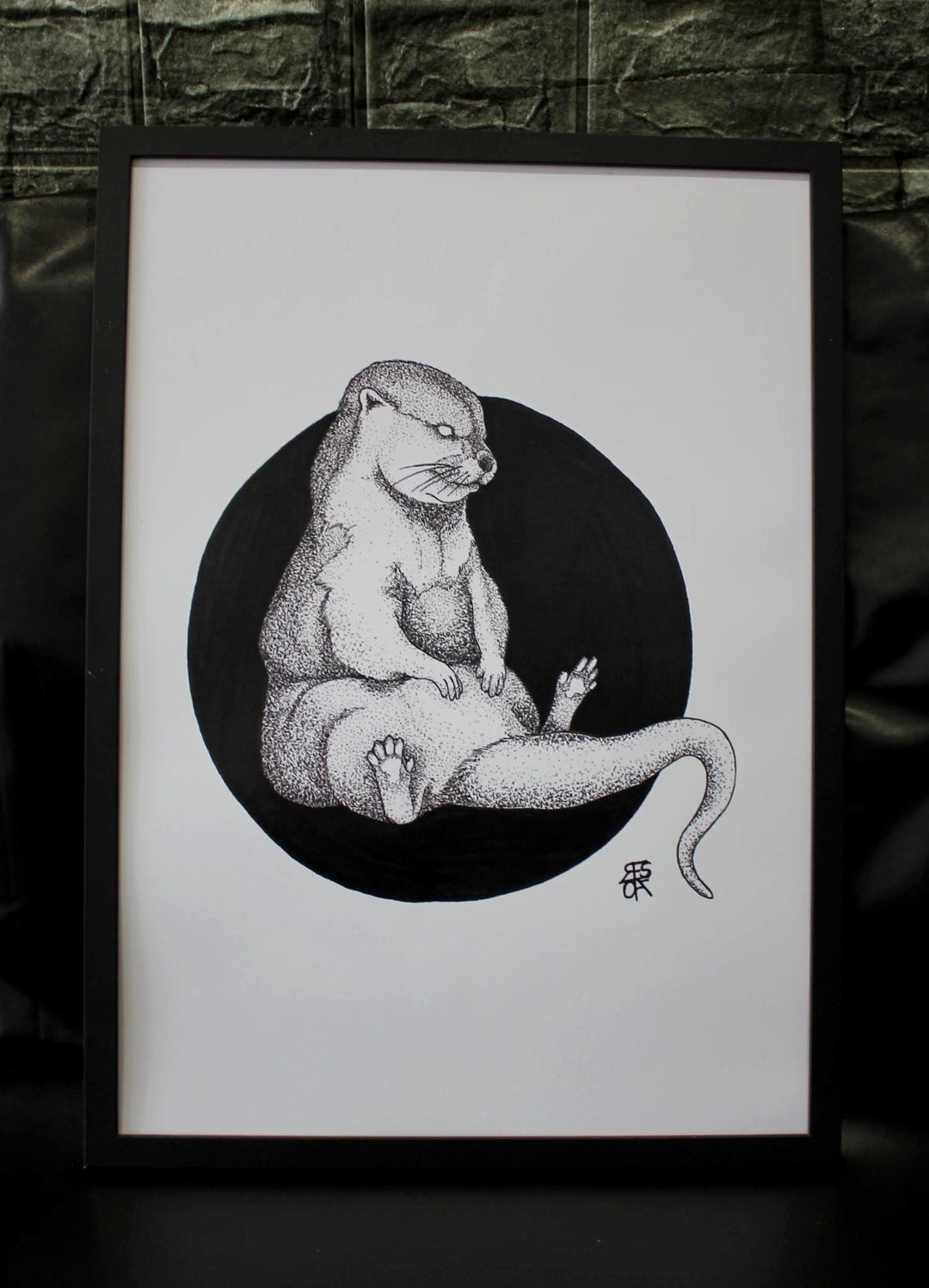 Dark Otter Art Print Picture A4 A3 - Etsy