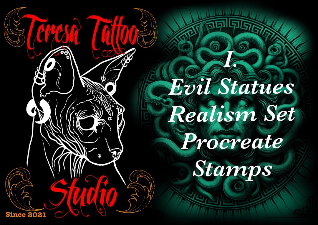 Evil Statues I. Reference Design Realism Procreate Brush Set Stamps 1 ...