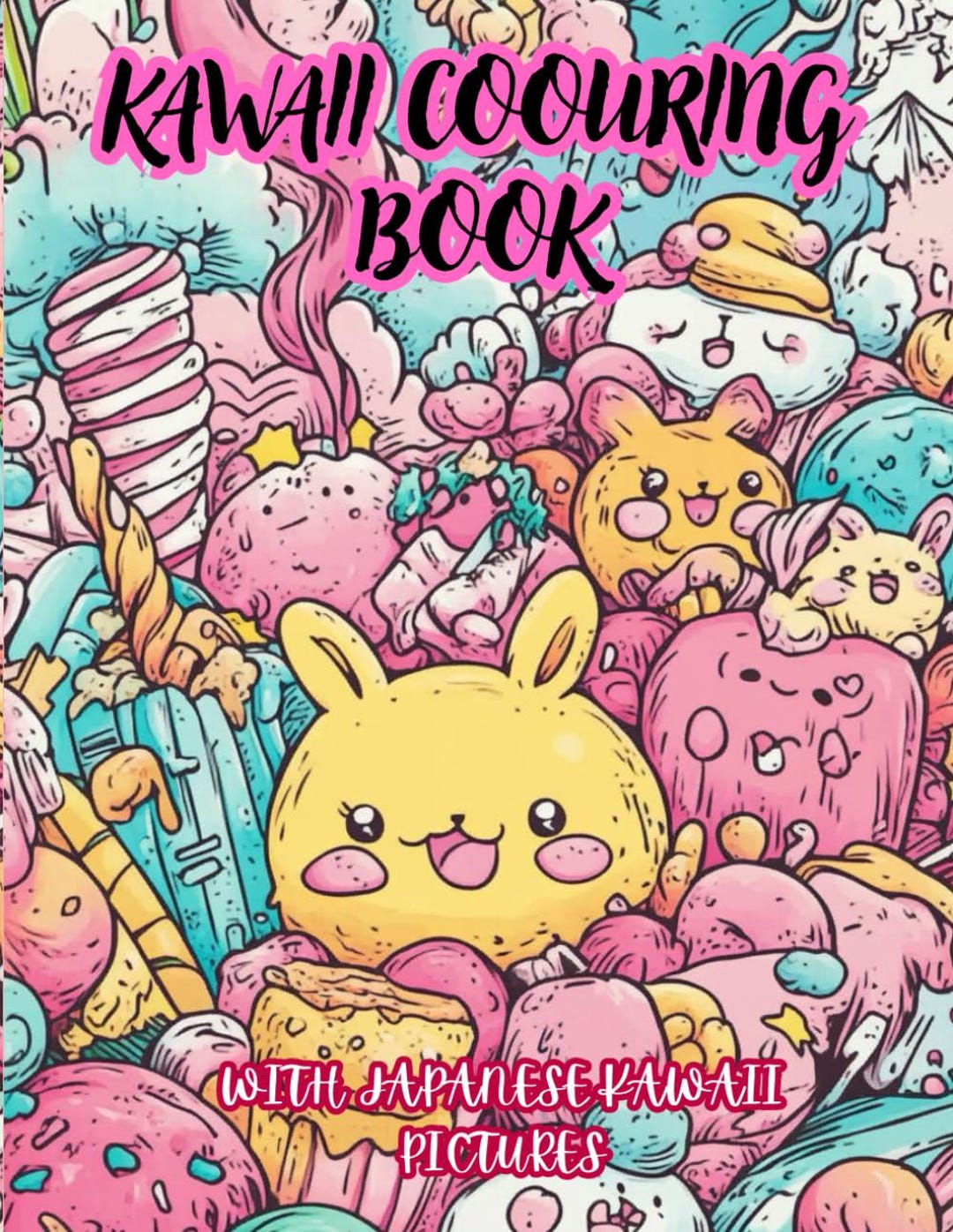 KAWAII Colouring Book Kawaii Japanese Cute Colouring Book 80 Pages - Etsy