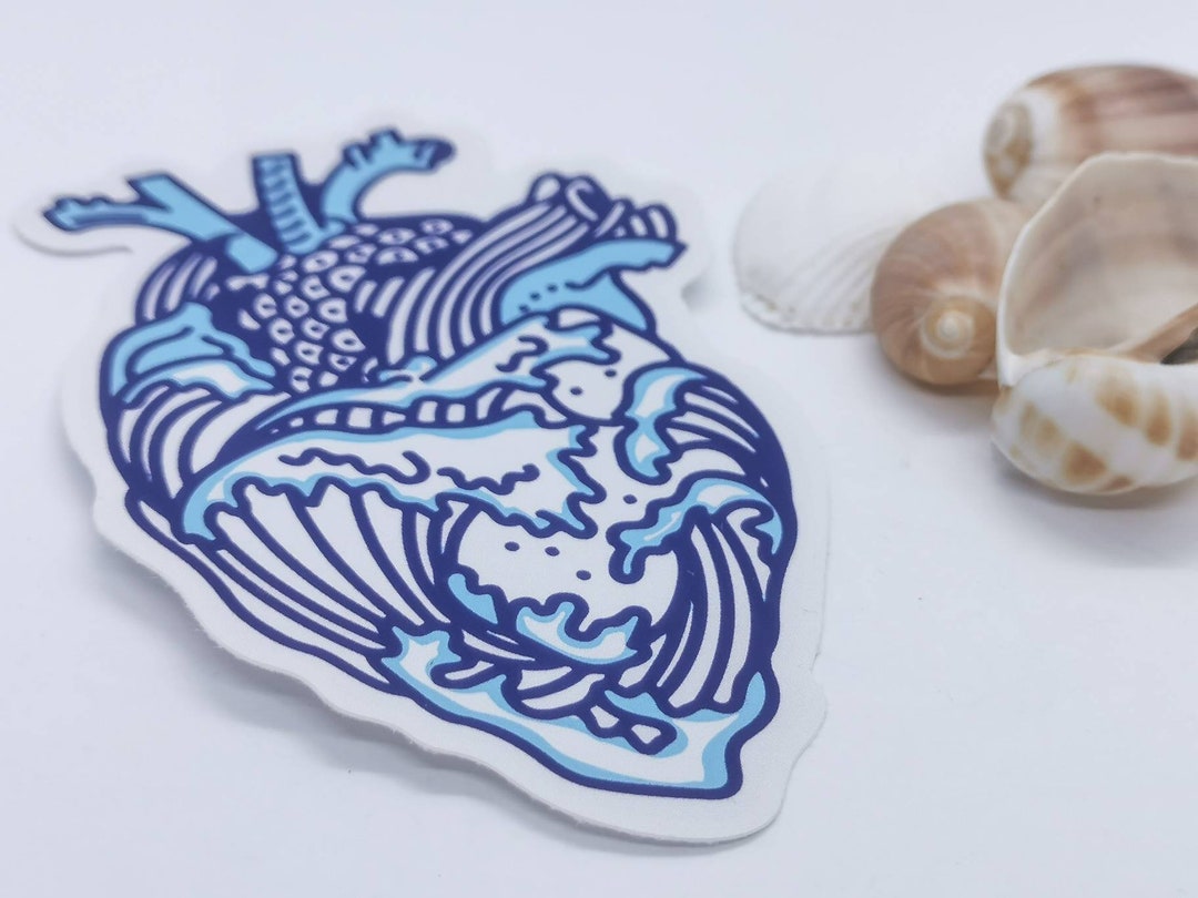 Ocean Heart Sticker Waves Wild Swimming Sea Ocean Lover - Etsy