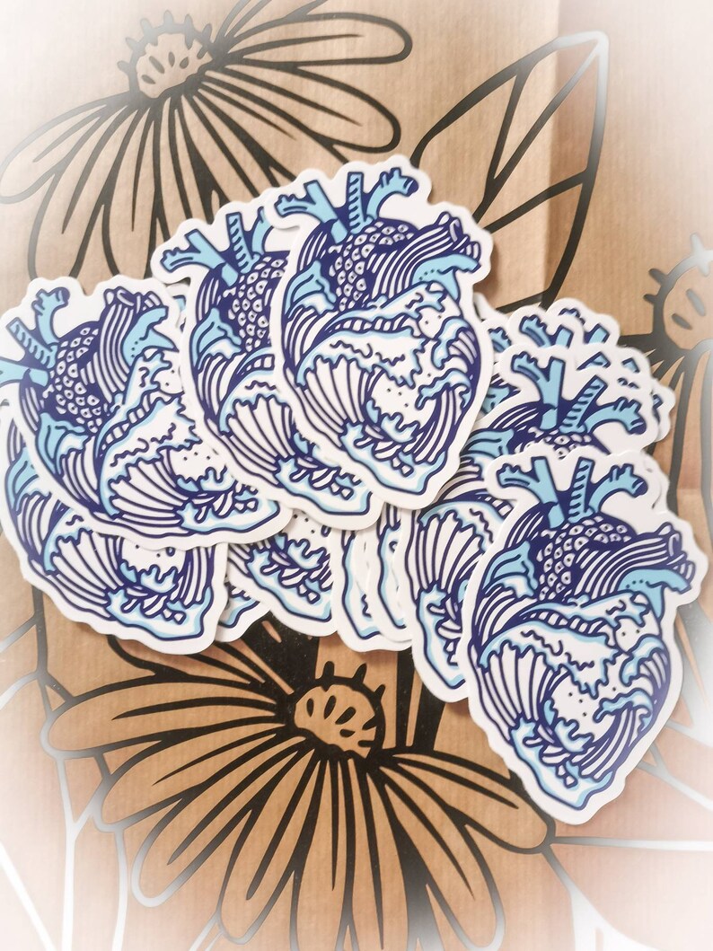 Ocean Heart Sticker Waves Wild Swimming Sea Ocean Lover - Etsy