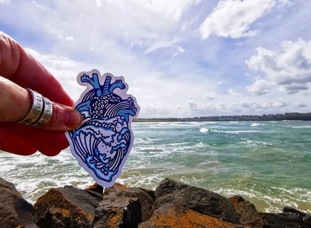 Ocean Heart Sticker, Waves, Wild Swimming, Sea, Ocean Lover, Bottle ...