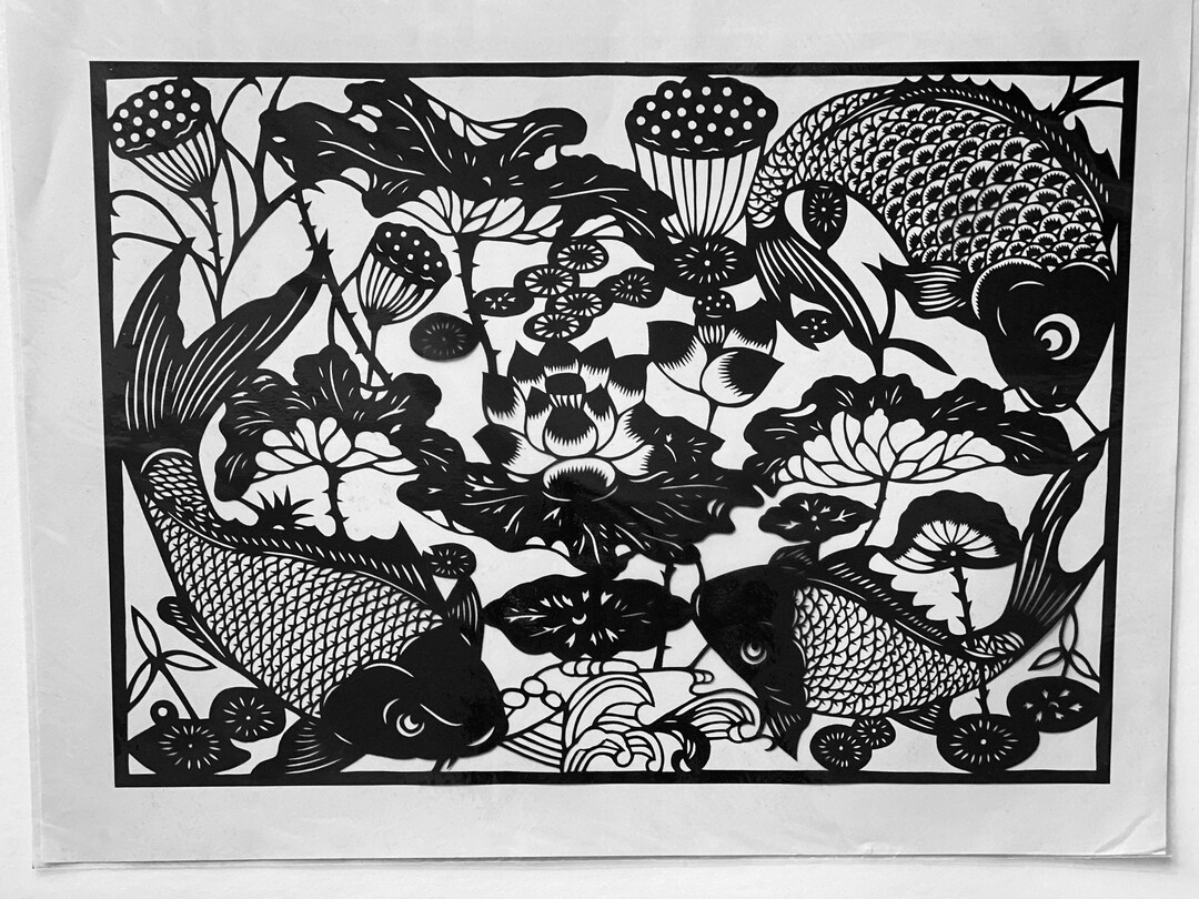 Chinese Grilles, Chinese Paper-cut Art for Koi Fish and Lotus Chinese ...