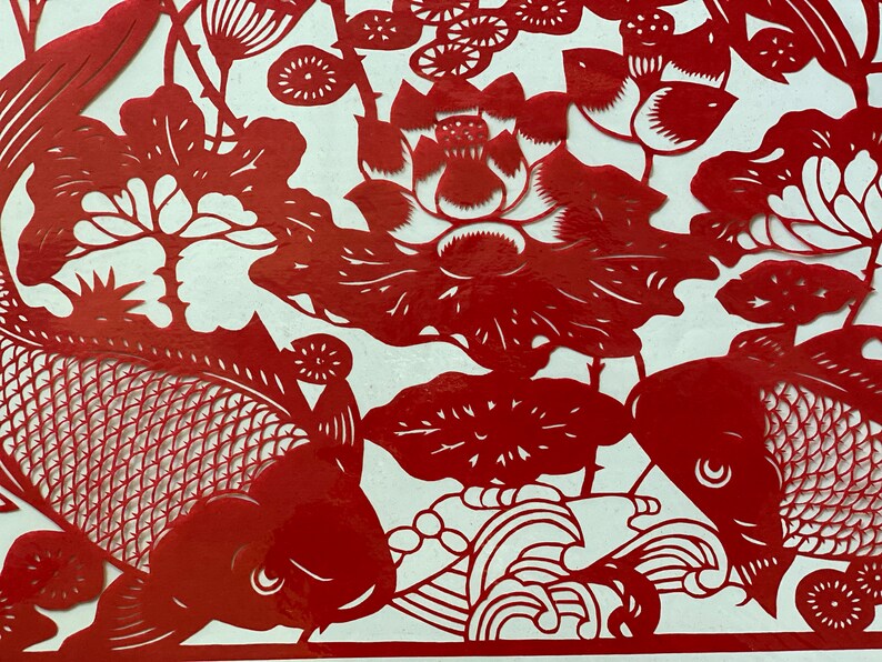 Chinese Grilles, Chinese Paper-cut Art for Koi Fish and Lotus Chinese ...