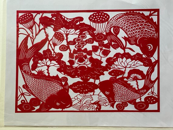 Chinese Grilles Chinese Paper-cut Art for Koi Fish and Lotus - Etsy