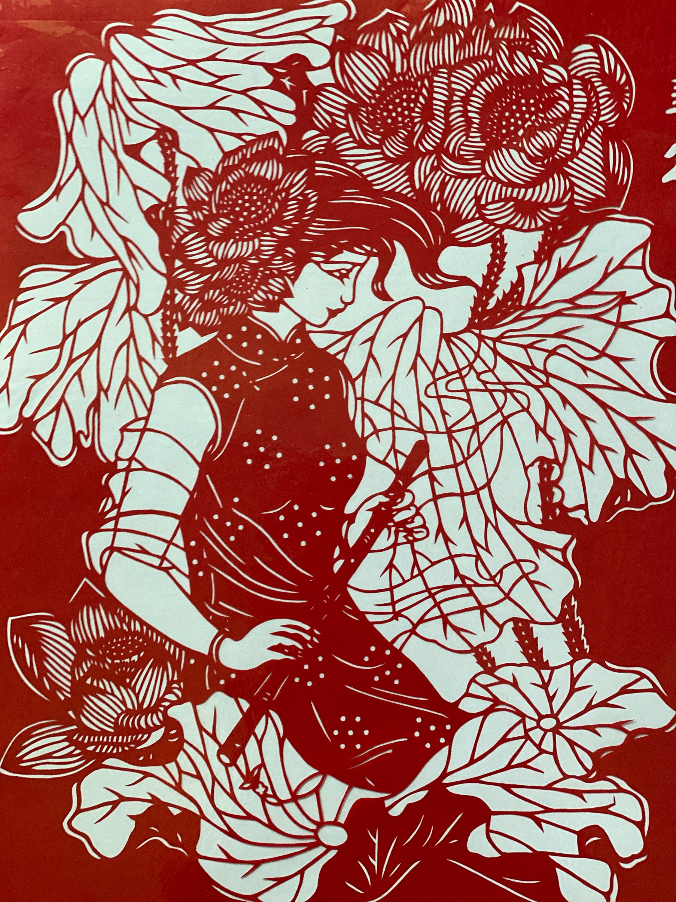 Asian Traditional Art Paper Cutouts - Lotus Flower Character Paper ...