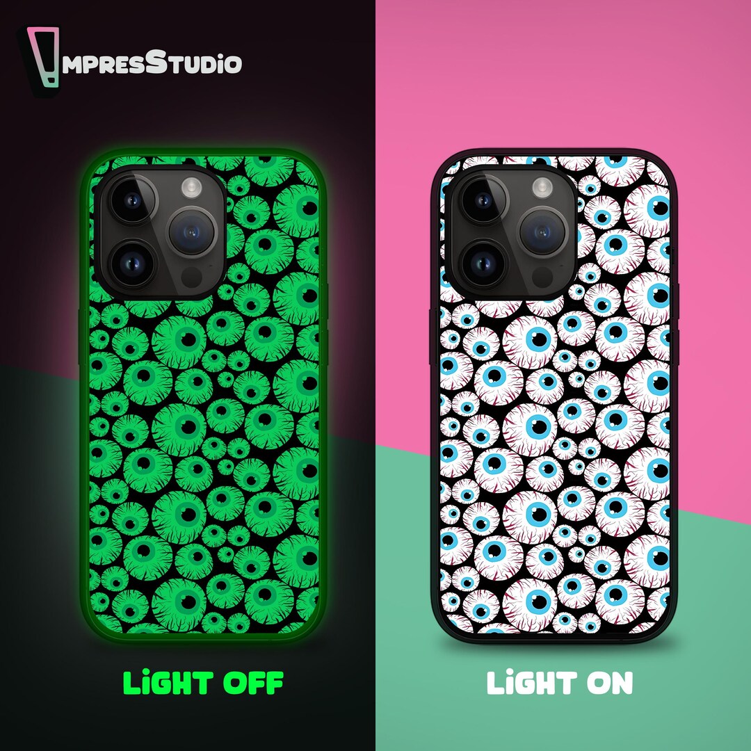 Horror Eyes Glow in the Dark Phone Case for iPhone 17 Air 16e 16 15 Case for Samsung S25 S24 FE ...