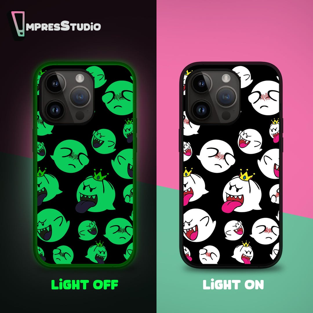 Ghost Boo Video Game Glow in the Dark Phone Case for iPhone 17 Air 16e 16 15 Case for Samsung ...