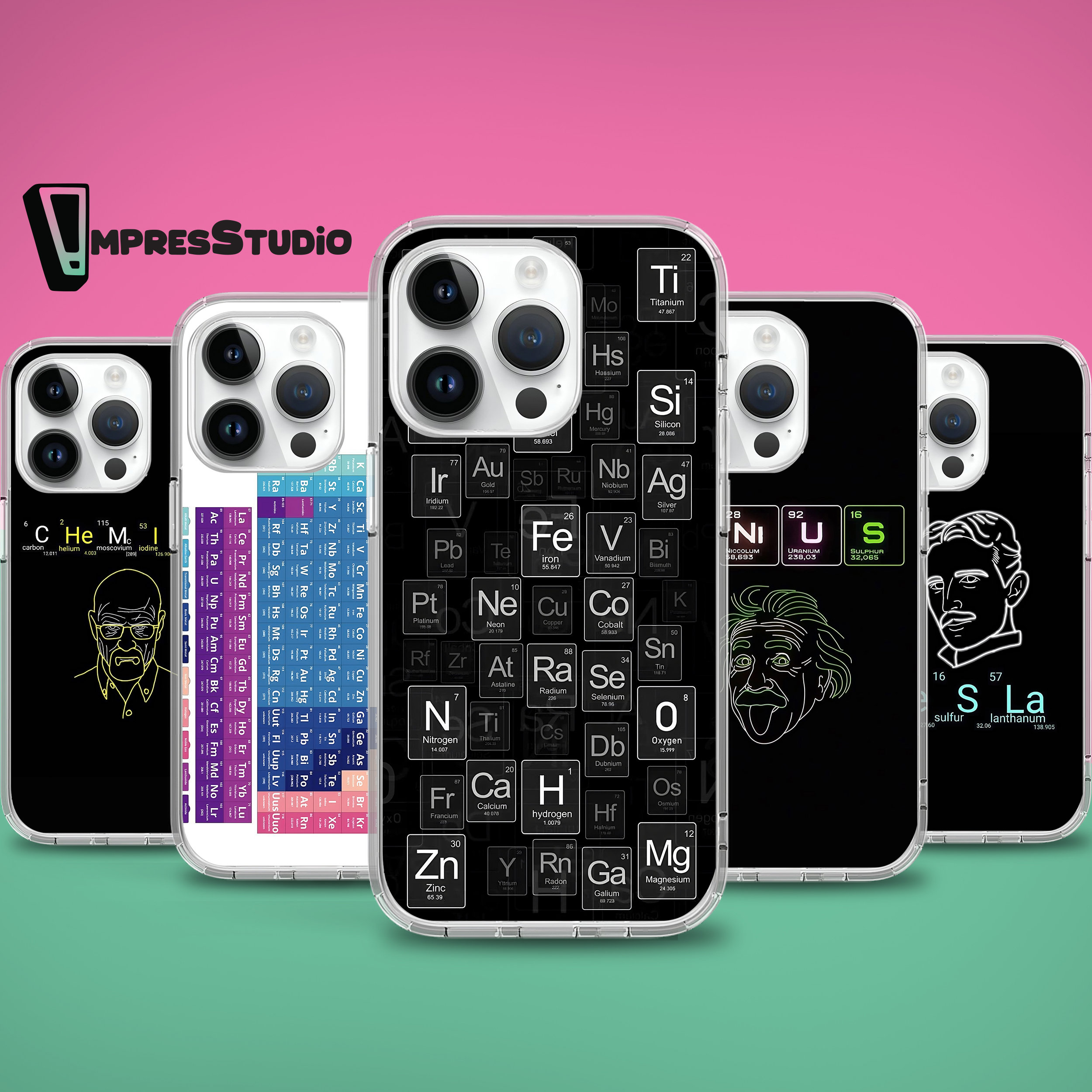 Periodic Table of Elements Phone Case for iPhone 16e 16 15 14 13 12 ...