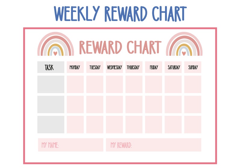 The Week Of, Reward Chart, Printable, Reward Chart Download, Chore ...