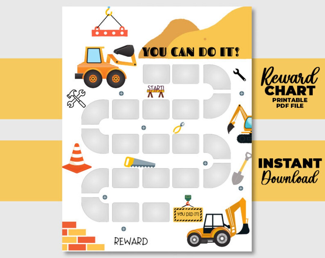 Toddler Chore Chart,instant Download Sticker Chart,construction Kids ...