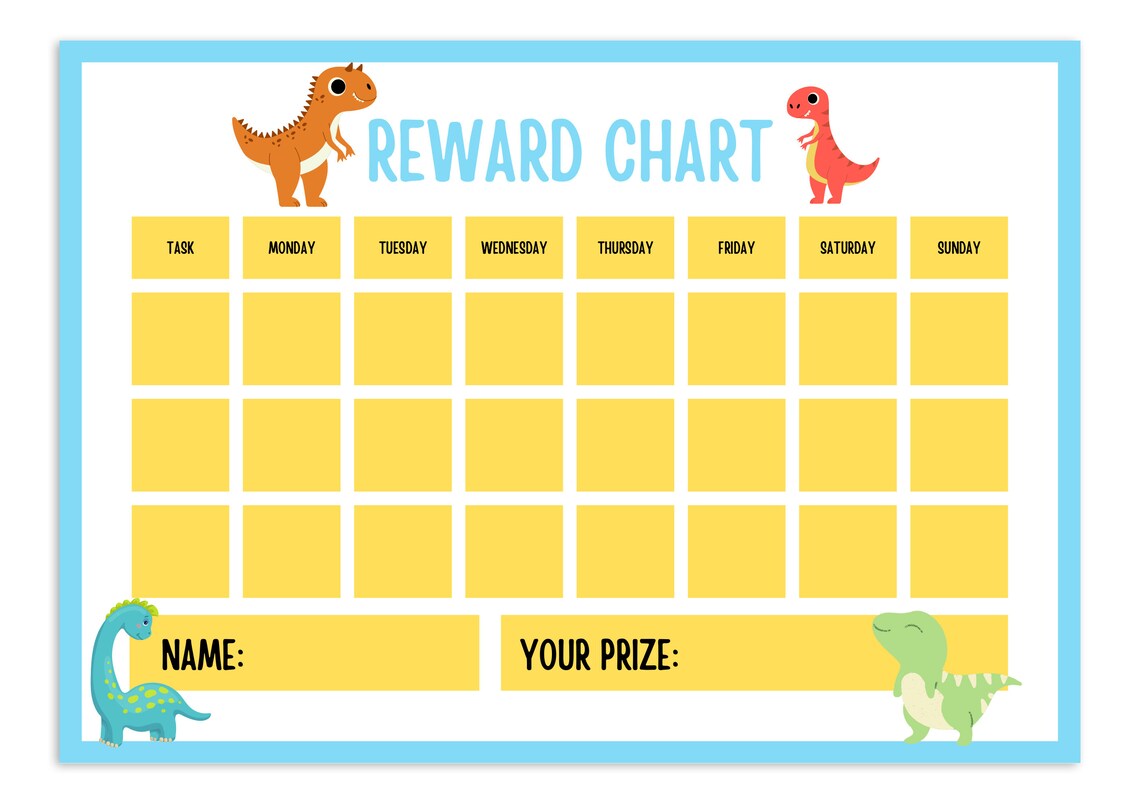 Dinosaur Behavior Chart,t-rex Reward Chore Chart,printable Dinosaur ...