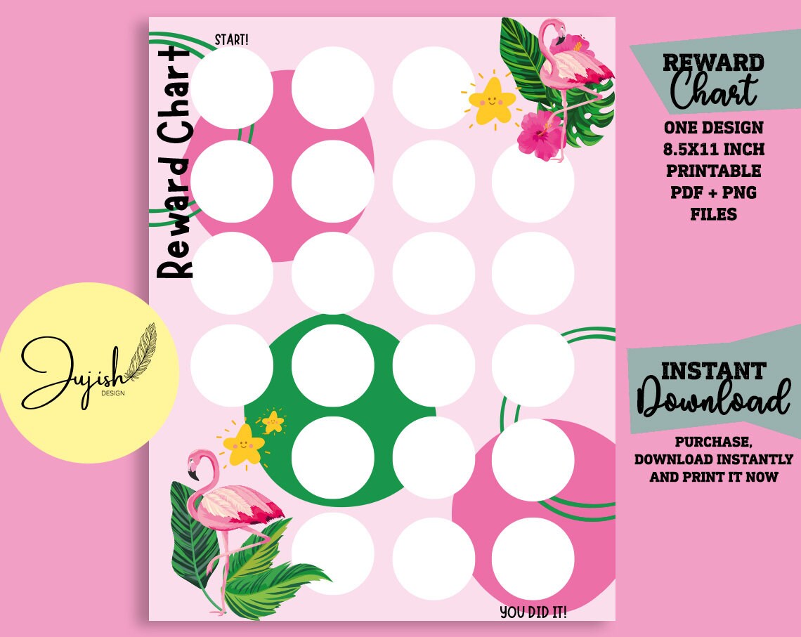 Flamingo Reward Chart Printable Toddler Reward Chart Funny - Etsy