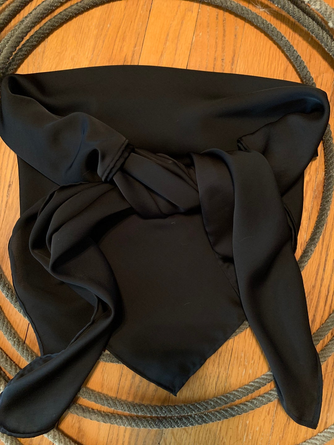 Solid Black Wranglin Rag Cowboy Scarf Wild Rag - Etsy