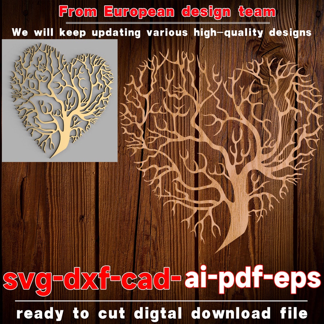 Corazón Árbol dxf Amor Corazón Árbol svg corazón con árbol - Etsy España