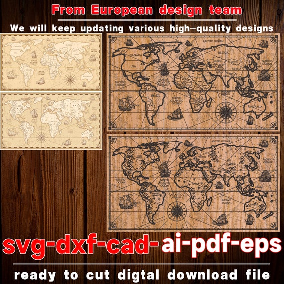 Laser Cut World Map for Laser Engraved World Cnc Plan for - Etsy