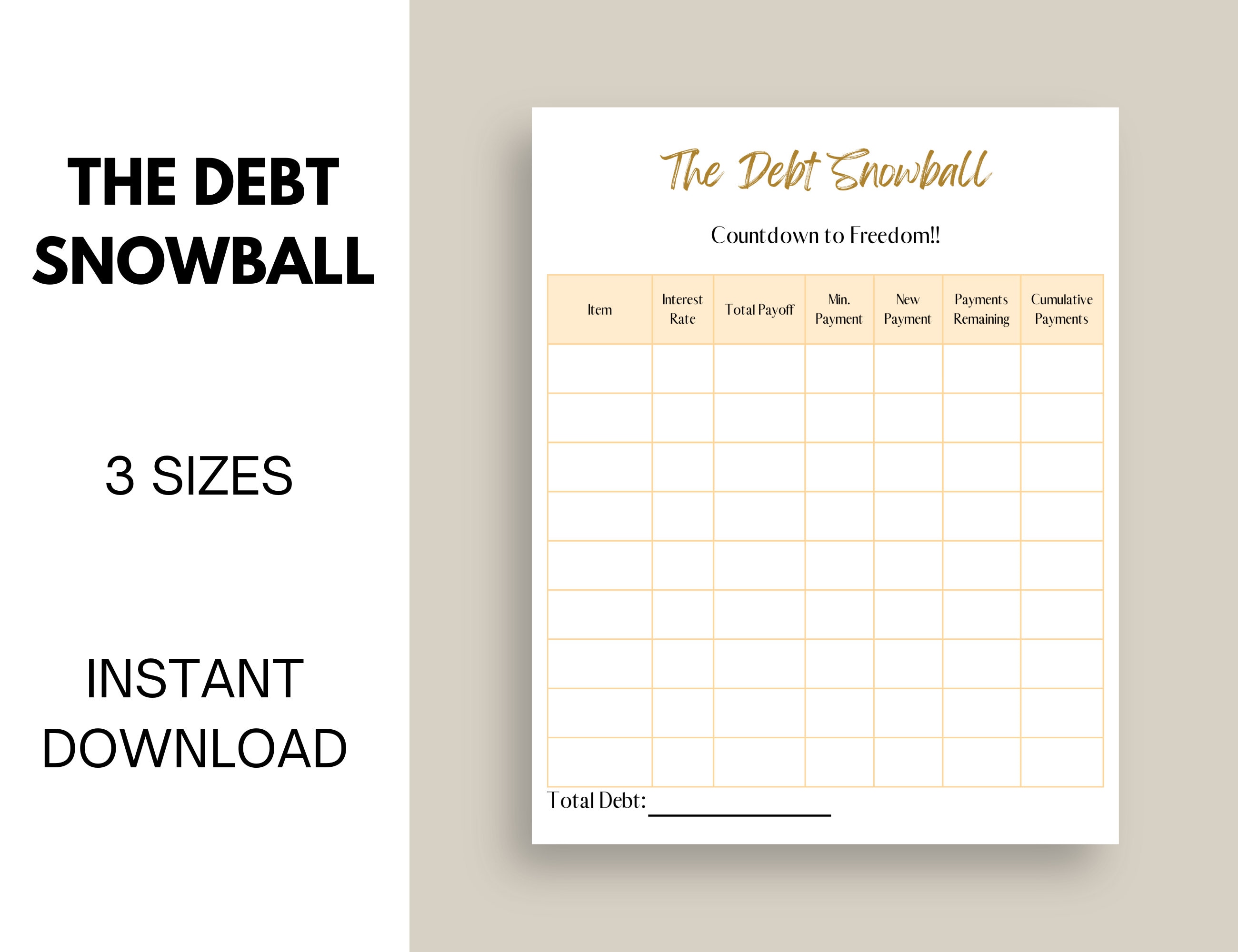 Dave Ramsey the Debt Snowball for Bullet Journal - Etsy