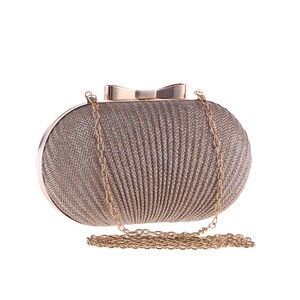 Classic Vintage Top Handle Metallic Oval Clutch Handbag Evening Bags ...