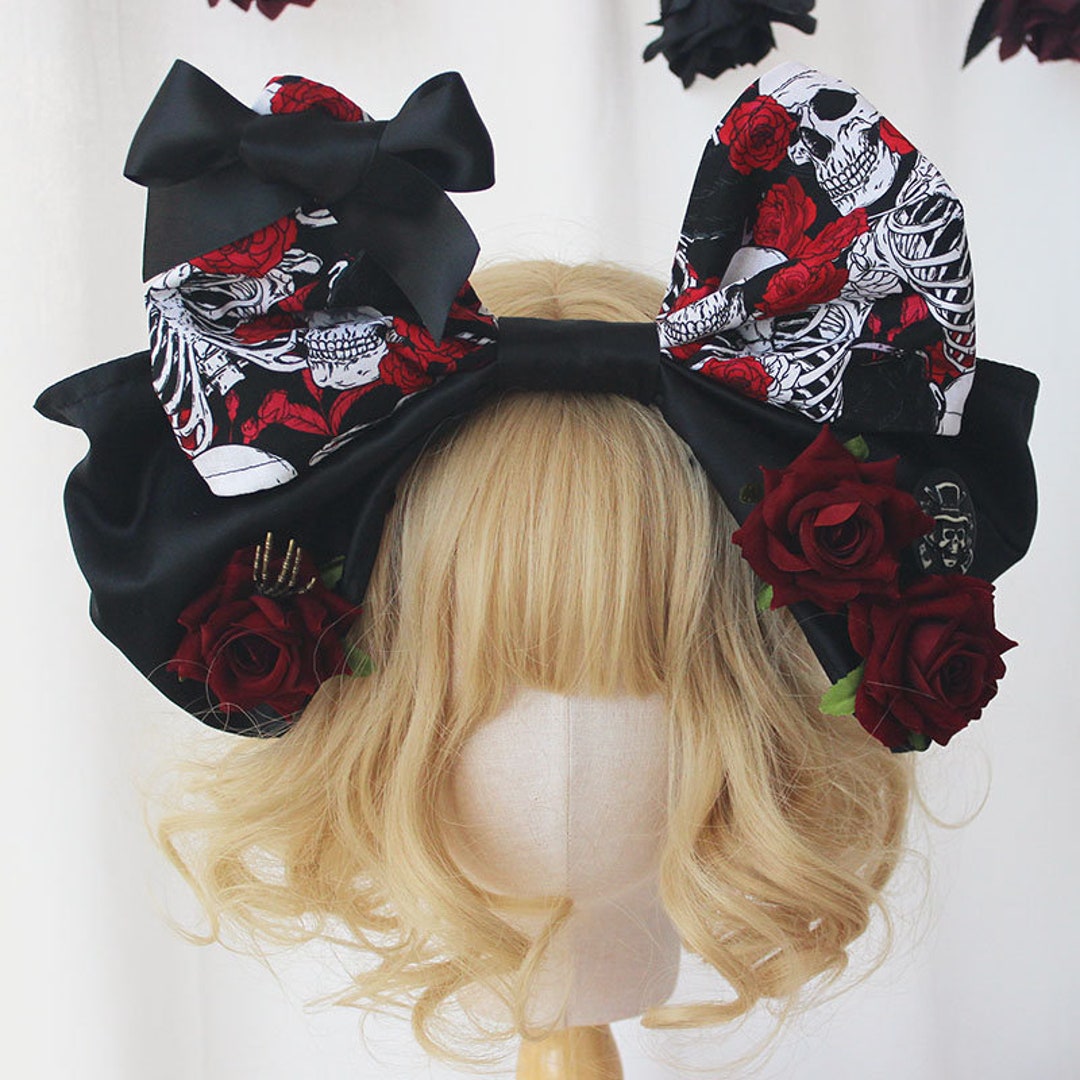 Halloween Special Gothic Rose Skeleton Lace Headband Skull Headband ...