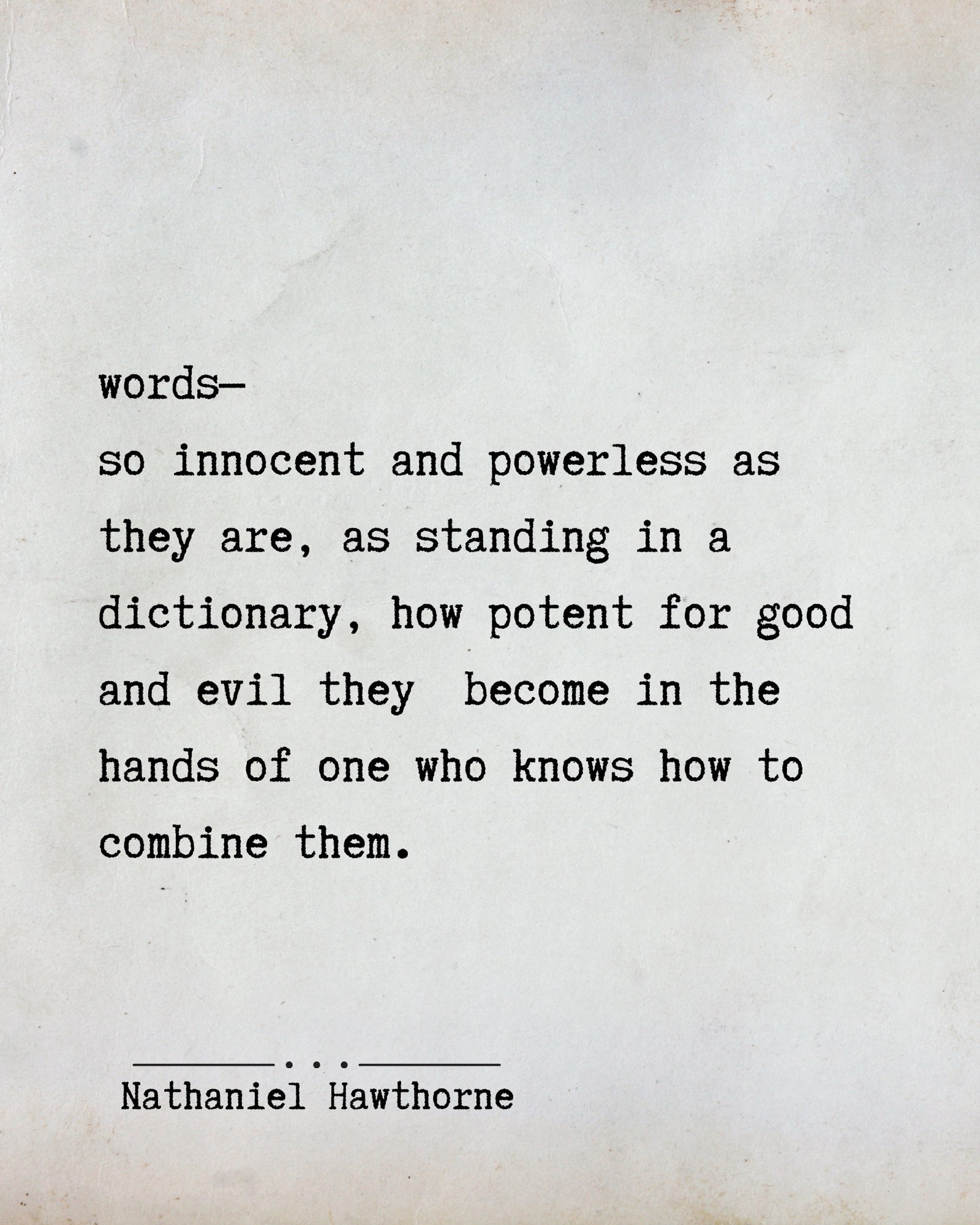 Words Digital Art Print | Downloadable | Nathaniel Hawthorne | Writing ...