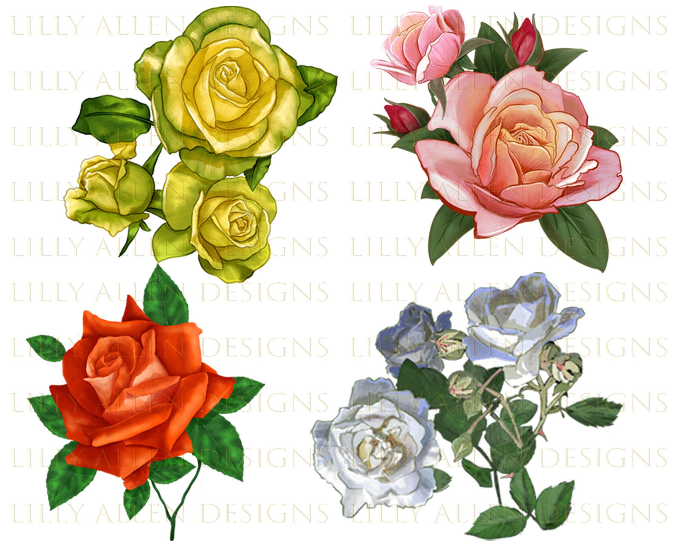 Rose Bundle Png Sublimation Design Set of 28 Rose Png Hand - Etsy