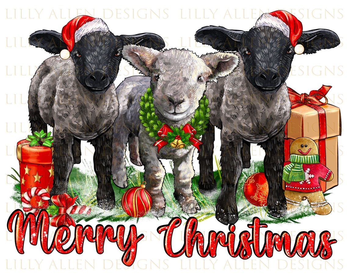 Merry Christmas Baby Sheeps Png Sublimation Design Christmas - Etsy