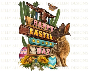 Happy Easter With Cowboy Png Sublimation Design Download, Happy Easter ...