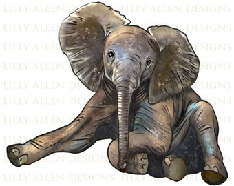 Elephant Png Sublimation Design, Hand Drawn Elephant Png, Elephant ...