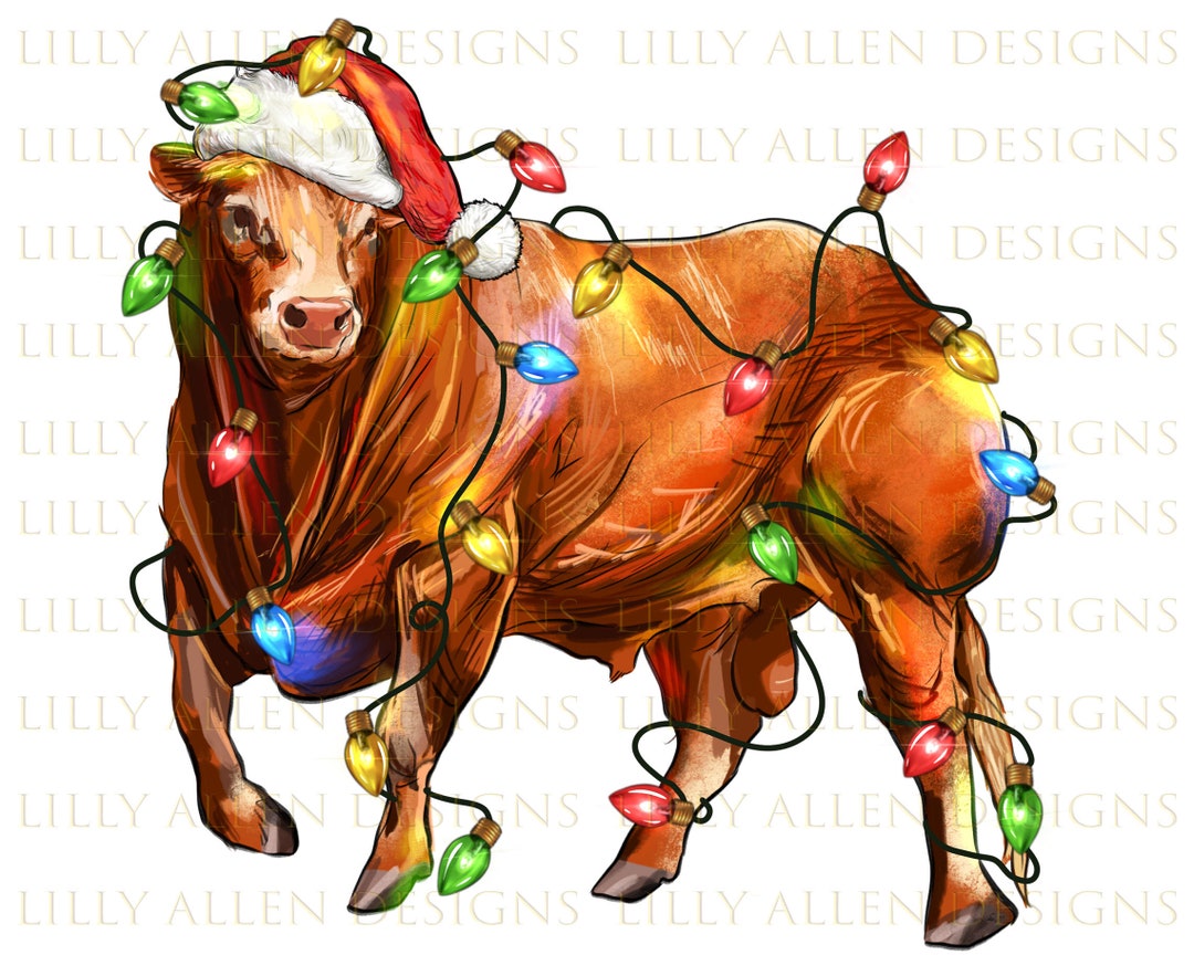 Christmas Red Bull Angus Png Sublimation Design Download - Etsy