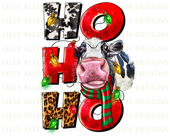 Christmas Ho Ho Ho Holstein Cow Png Sublimation Design - Etsy