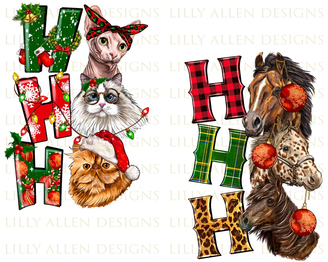 Ho Ho Ho Christmas Animal Bundle Png Sublimation Design Set - Etsy