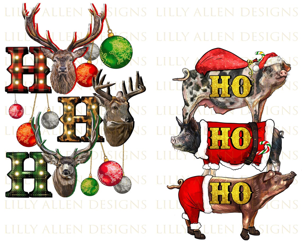 Ho Ho Ho Christmas Animal Bundle Png Sublimation Design Set - Etsy