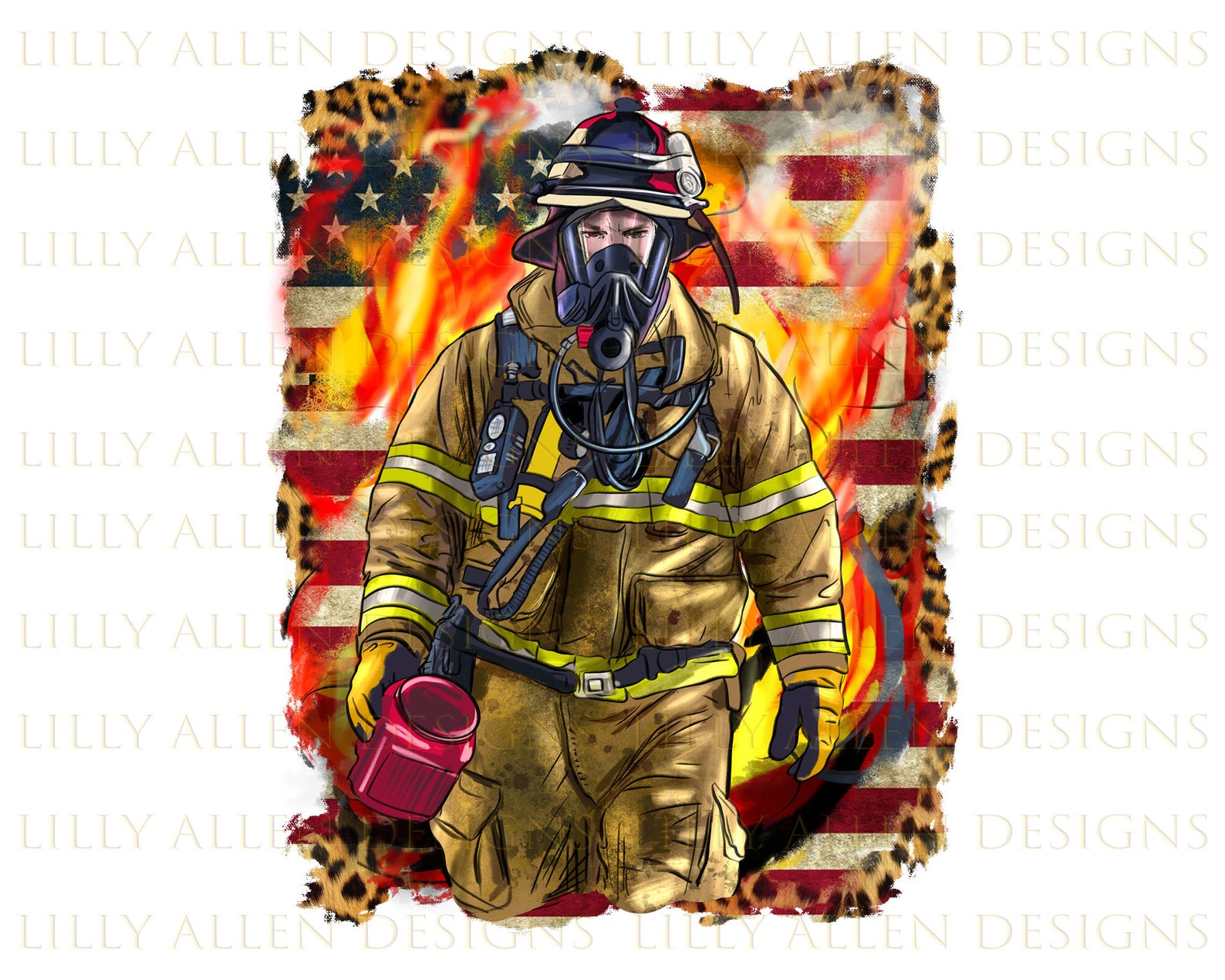 Patriotic Firefighter Png Sublimation Design Fireman Png - Etsy