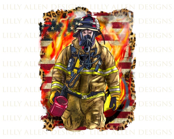 Patriotic Firefighter Png Sublimation Design Fireman Png | Etsy