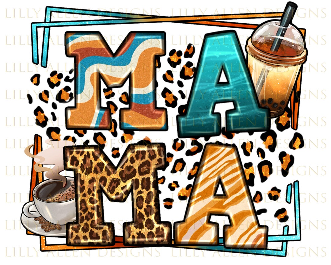 Coffee Mama Leopard Frame Png Sublimation Design Download, Western Mama ...