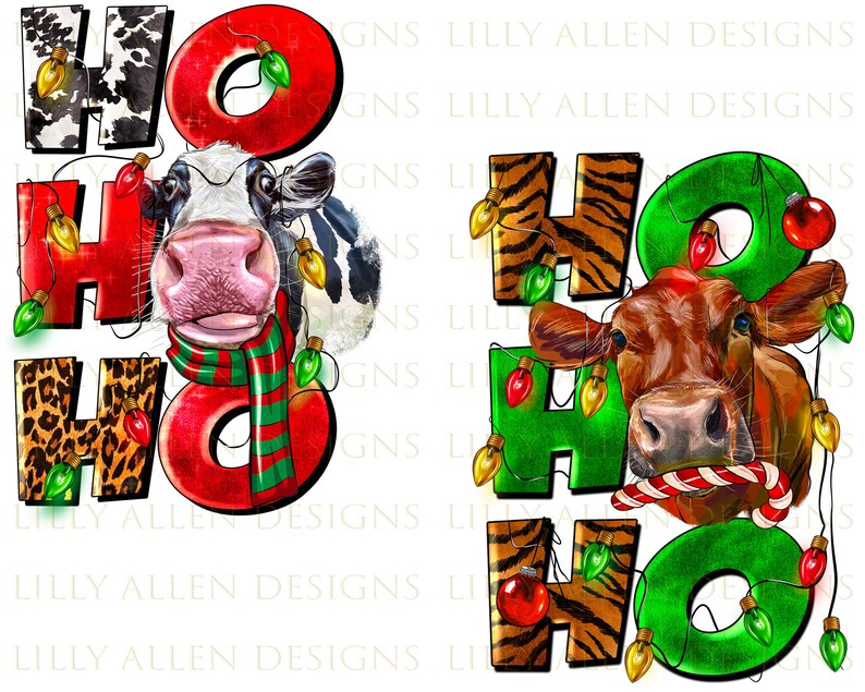 Ho Ho Ho Christmas Animal Bundle Png Sublimation Design Set - Etsy