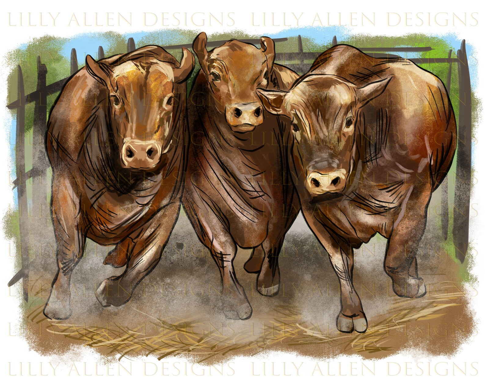 Western 3 Red Angus Bulls Png Sublimation Design Western Bull - Etsy