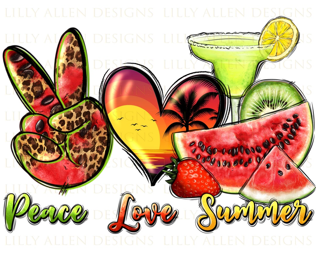 Peace Love Summer Png Sublimation Design Download, Hello Summer Png ...