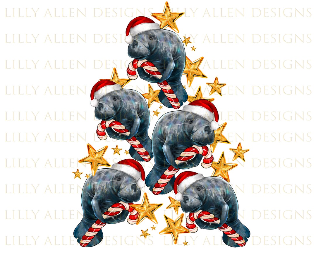 Christmas Tree With Manatee Png Sublimation Design Christmas - Etsy