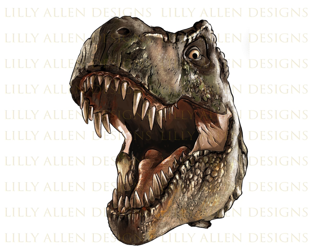 Tyrannosaurus T-rex Face Png Sublimation Design, Hand Drawn ...