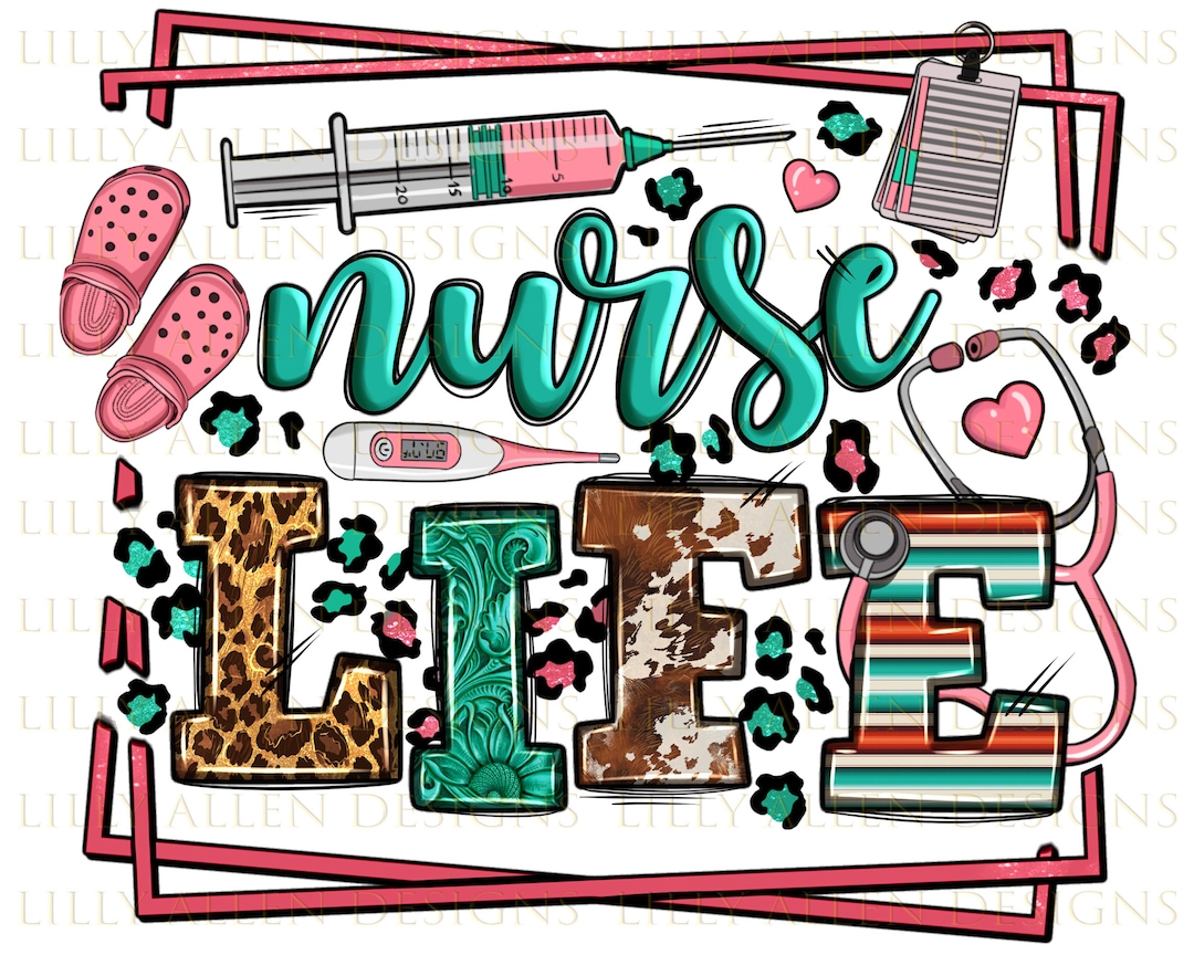 Nurse Life Leopard Frame Png Sublimation Design Download, Western Nurse ...